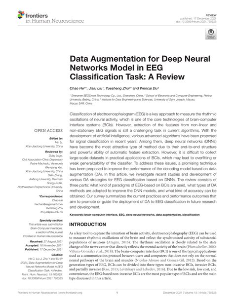 Pdf Data Augmentation For Deep Neural Networks Model In Eeg