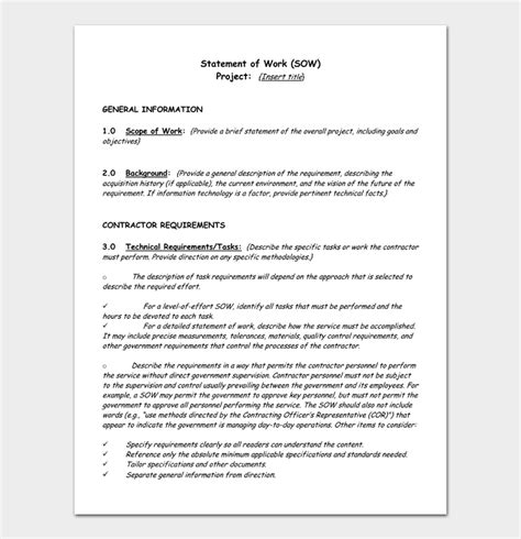 20 Free Statement Of Work Templates And Examples Sow ᐅ Docformats