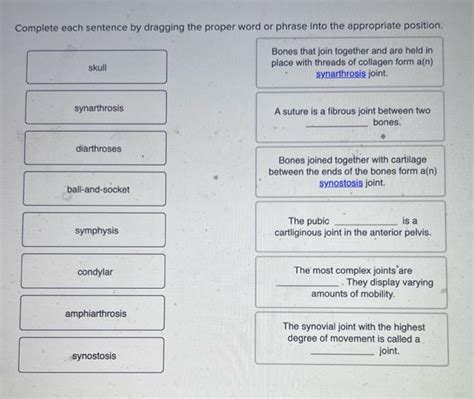 Solved Complete Each Sentence By Dragging The Proper Word Or