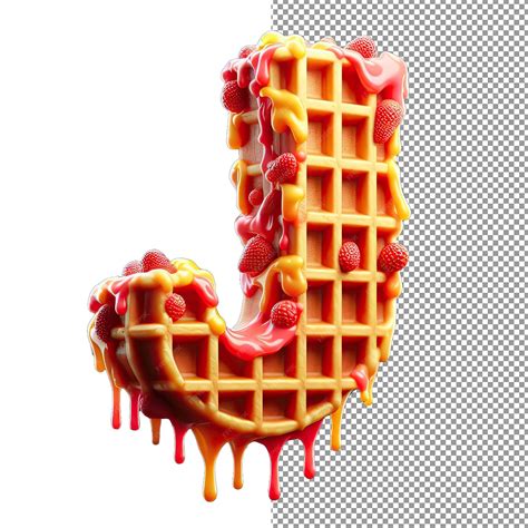 Premium Psd Waffle Typography Isolated 3d Waffle Letter On A Clear