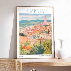 Umbria Italy Poster Umbria Art Print Italian Countryside Print