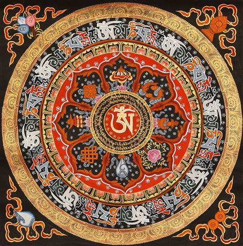 Tibetan Buddhist Om Om Mani Padme Hum And Ashtamangala Mandala Exotic