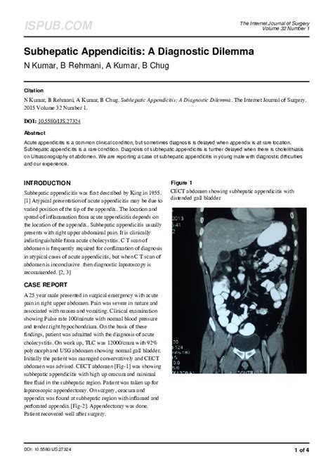 Pdf Subhepatic Appendicitis A Diagnostic Dilemma