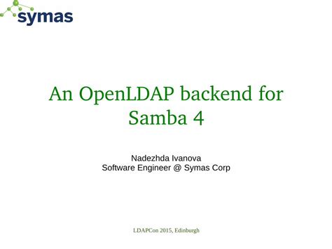 Pdf An Openldap Backend For Samba 4 · An Openldap