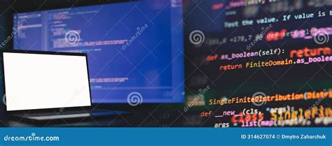 Cyber Space Concept Programming Code On Computer Screen Abstract