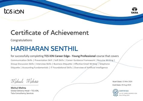 Hariharan Senthil On Linkedin Tcsion Careeredge Skilldevelopment