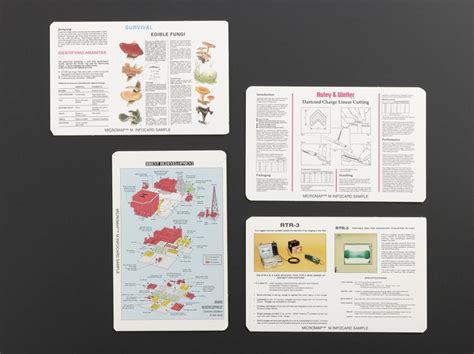Four Micromap Infocard Samples Made For Military Purposes Survival