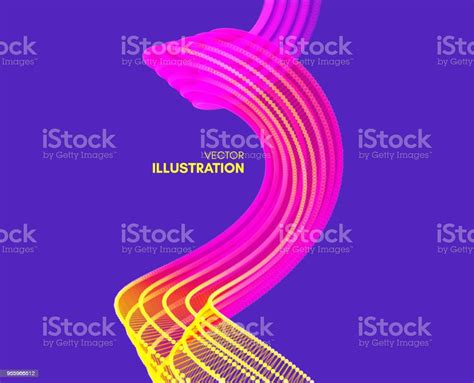 물결 모양 배경 모션 효과 함께입니다 3d 기술 스타일입니다 벡터 일러스트입니다 3차원 형태에 대한 스톡 벡터 아트 및 기타 이미지 3차원 형태 가리기 건강관리와