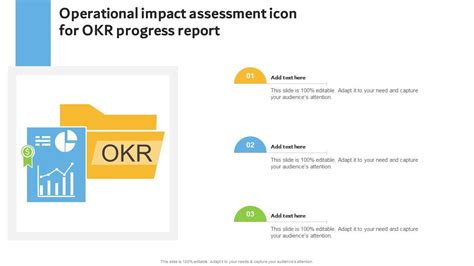 Operational Impact Assessment Icon For Okr Progress Report Ppt Sample