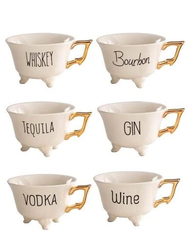 Victorian Trading Co Set Of 6 Gilded Whats In Your Teacup Alcohol Tea