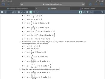 Answered Find The Inverse Of Each Of The Following Functions F X X X ER X A B F