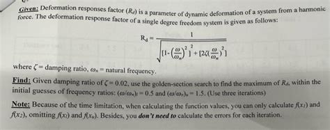Solved Given Deformation Responses Factor Rd Is A