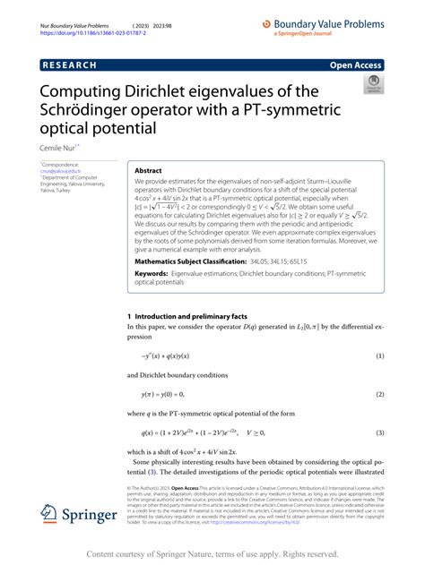 pdf computing dirichlet eigenvalues of the schrödinger operator with a pt symmetric optical
