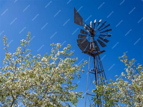 Premium Photo Low Angle View Of Traditional Windmill Against Blue Sky