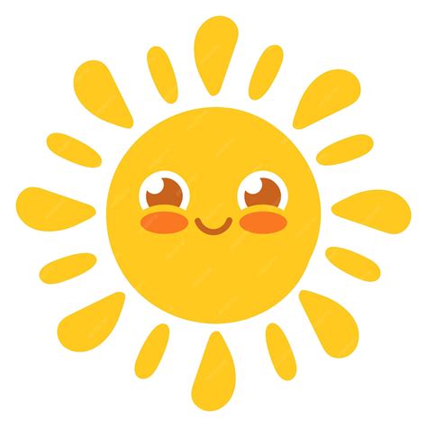Icono De Sol Feliz Sol Amarillo Con Cara Sonriente Vector Premium