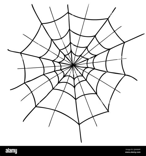 Halloween Cobweb Spiderweb Close Up Vector Illustration Linear Hand Drawing In Doodle Style