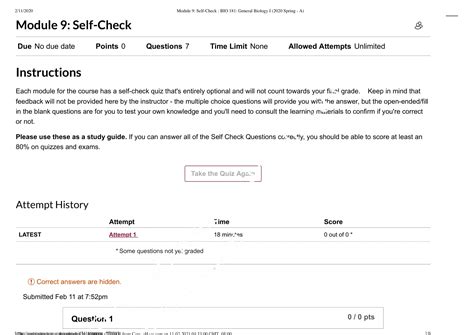 Module 9 Self Check Bio 181 General Biology I 2020 Spring A