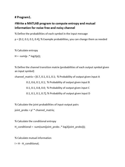 Itc Lab Mannual Using Matlab Programs Pdf Data Compression Code