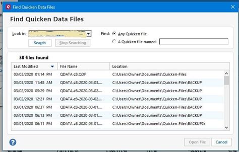 Find Old Quicken Files — Quicken