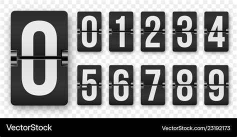 Countdown Numbers Flip Counter Isolated Set Retro Vector Image