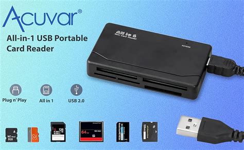Amazon Com Acuvar Ultra High Speed Compact All In 1 Memory Card Reader And Writer Plug And Play
