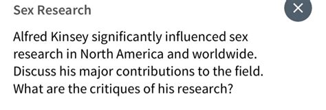 Solved Provide An Example Of A Topic In Sex Research In Chegg Com