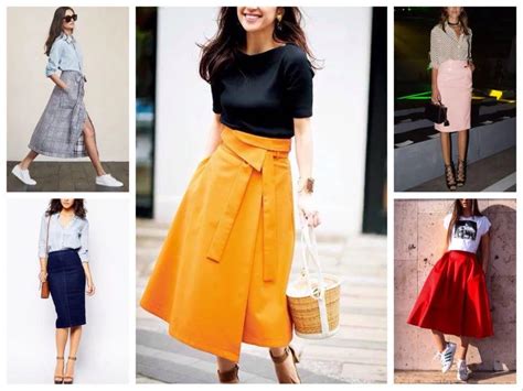 Юбка миди с чем носить [58 фото]