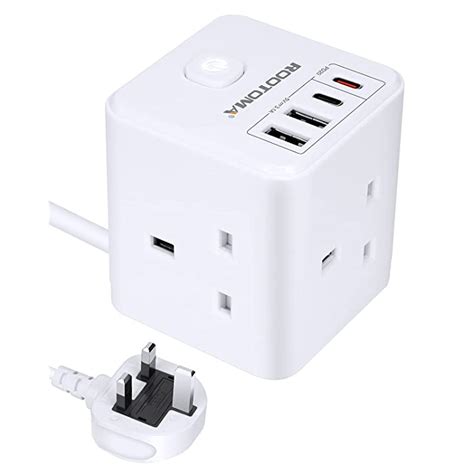 Buy Cube Extension Lead With USB C Ports Power Strip With USB C Socket 3 1A PD20W 2 Type C