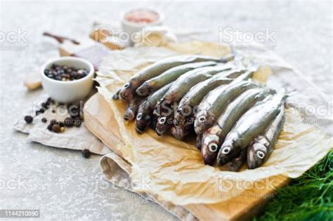 나무도 마에 생 고등어 딜 핑크 소금 후추와 마늘 회색 배경 상단 보기 텍스트 공간 강에 대한 스톡 사진 및 기타 이미지 Istock