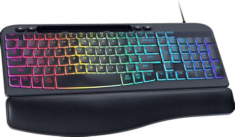 Veilzor Ergonomic Backlit Keyboard With Wrist Rest 7 Colors Usb Wired Computer