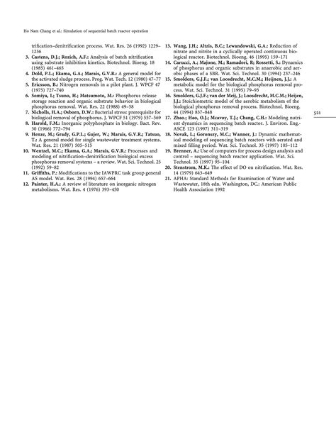 2000 Simulation Of Sequential Batch Reactor Sbr Operation For Simultaneous Removal Of Nitrogen