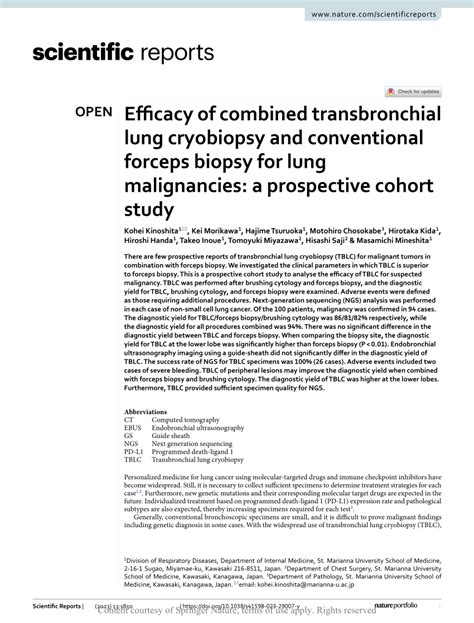 Pdf Efficacy Of Combined Transbronchial Lung Cryobiopsy And