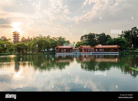 Beautiful Sunrise At Singapore Chinese Garden A Park In Jurong East