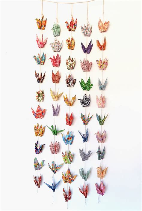 Origami Paper Crane Garland Patterned T Event Etsy