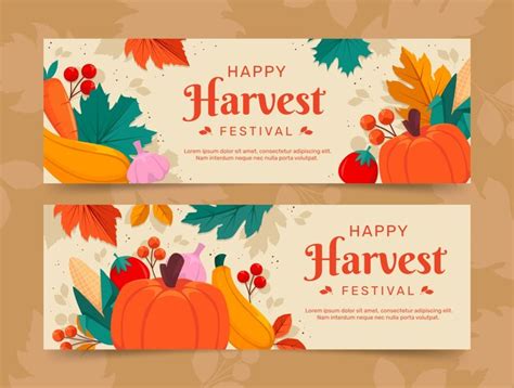 Free Vector Harvest Festival Celebration Horizontal Banner Template