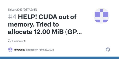 Help Cuda Out Of Memory Tried To Allocate Mib Gpu Gib Total Capacity Gib