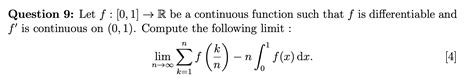 solved question 9 let f [0 1] → r be a continuous