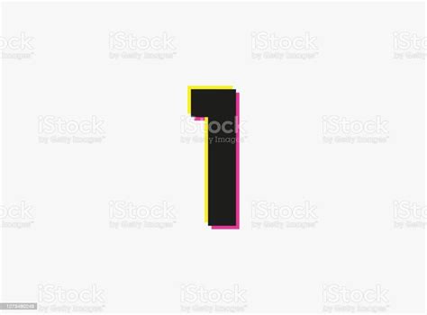 번호 1 벡터 Desing 로고 동적 분할 색상 흰색 배경에 숫자 핑크와 노란색의 그림자 소셜 미디어 디자인 요소 크리에이티브 포스터 기념일 축하 인사및 웹용 0명에 대한