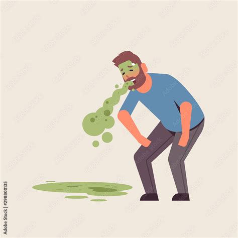 Sad Guy Vomiting Nausea Stomach Ache Food Or Alcohol Poisoning