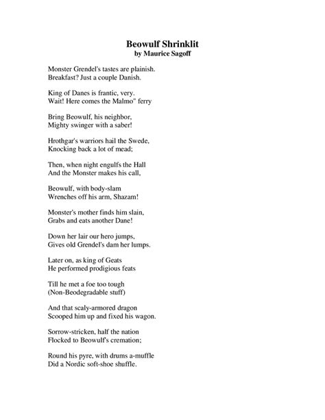 Boast Like Beowulf Worksheet Examples