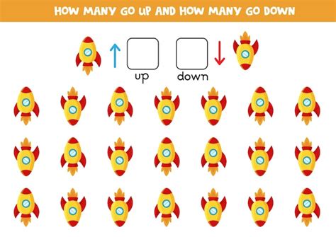 Premium Vector Up Or Down With Cute Cartoon Rocket Educational Game To Learn Left And Right