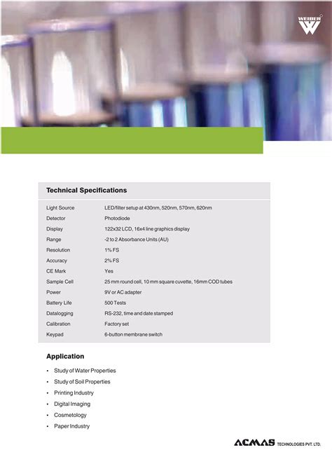 Microprocessor Based Cod Analysis Colorimeter By Acmas Technologies Pvt Ltd Pdf