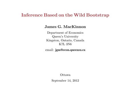 pdf inference based on the wild bootstrap carleton university€¦ · bootstrap methods are