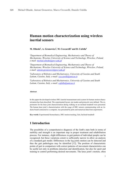 Pdf Human Motion Characterization Using Wireless Inertial Sensors