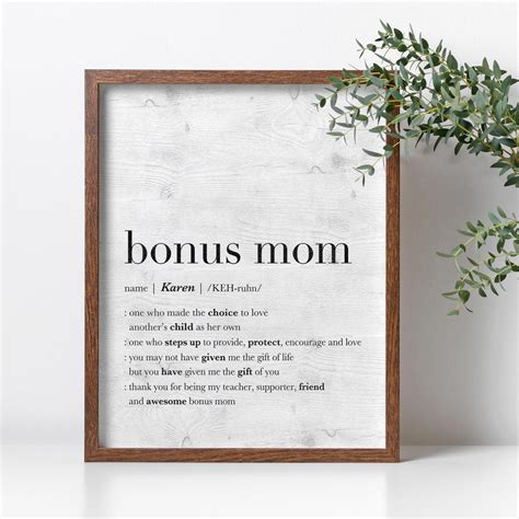 Framed Bonus Mom Gift Personalized Stepmom Gift Mothers Day Gift For Stepmom Meaningful Wall