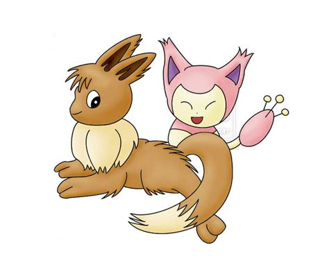 Eevee And Skitty Coloured By Eeveeskitty On Deviantart