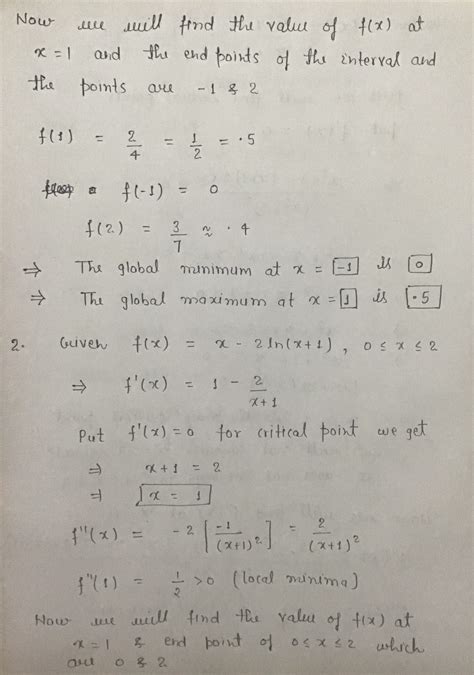 Solved Answers Only Find The Global Maximum And Minimum For The Function Course Hero