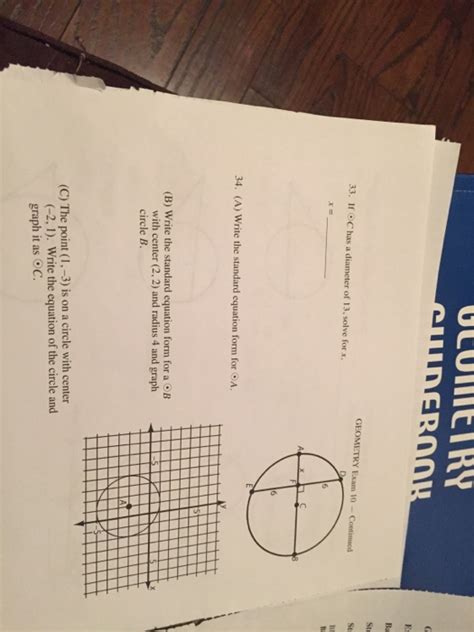 Solved If C Has A Diameter Of Solve For X A Chegg