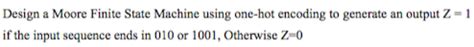 Solved Design A Moore Finite State Machine Using One Hot Chegg Com
