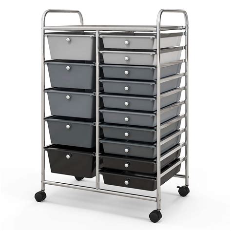 Costway 15 Drawer Rolling Storage Cart Scrapbook Paper Office School